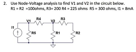 solved use node voltage analysis to find v1 and v2 in the