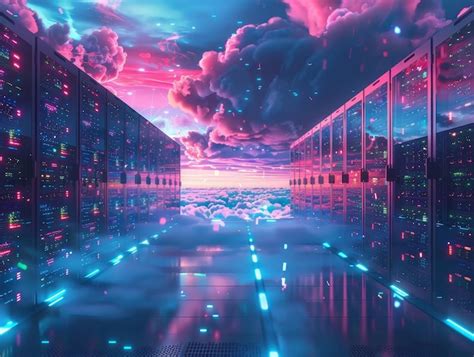 Servers In The Data Center 3d Render Premium Ai Generated Image