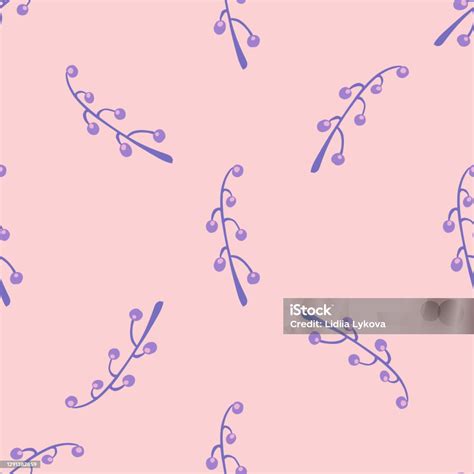 열매가있는 파란색 가지와 매끄러운 자연 패턴 분홍색 빛 배경 0명에 대한 스톡 벡터 아트 및 기타 이미지 0명 가능성 가을 Istock