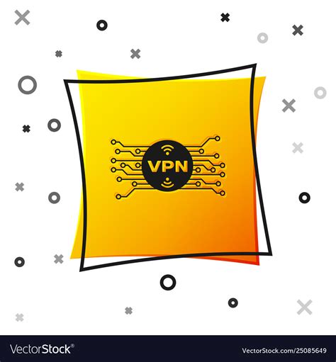 Black Vpn In Circle With Microchip Circuit Icon Vector Image