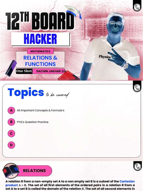 Relations And Functions Class Notes 12th Hacker Cbse 2025 Pdf