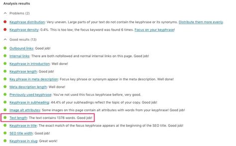 Yoast SEO Assessment Taxonomy Text Length Yoast