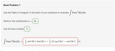 Solved Book Problem 1use The Table Of Integrals In The Back