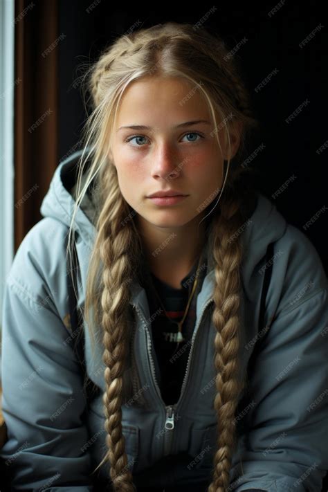 Premium Photo A Girl With Long Braids