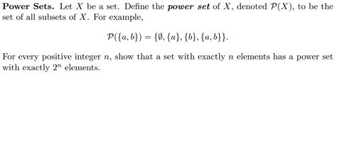 Solved Power Sets Let X Be A Set Define The Power Set Of Chegg