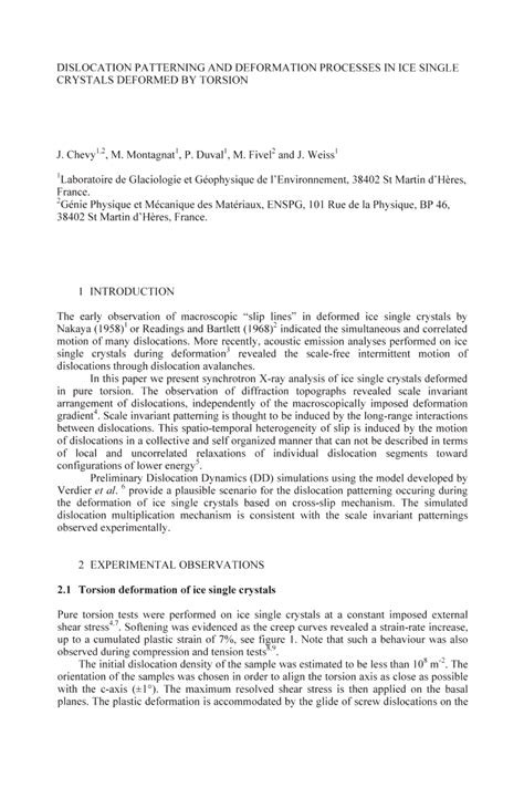 pdf dislocation patterning and deformation processes in ice single