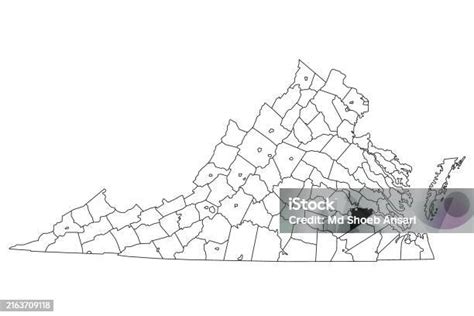 흰색 배경에 버지니아 주에 있는 프린스 조지 카운티의 지도 버지니아 지도에 검은색 색상으로 강조 표시된 단일 카운티 지도 미국 Us 0명에 대한 스톡 벡터 아트 및 기타