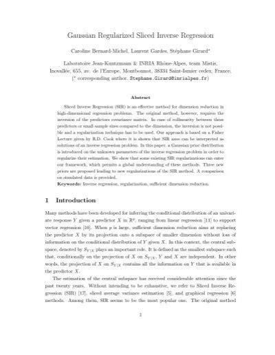 gaussian regularized sliced inverse regression hal