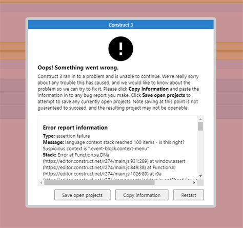 Assertion Failure Fatal Error Issue Scirra Construct Bugs GitHub