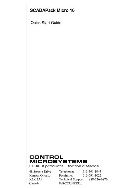 Control Microsystems Scadapack Micro 16 Quick Start Manual Pdf Download Manualslib