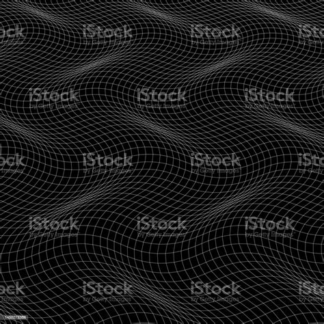Wireframe Surface Of Waves Of Warped Squares With Perspective Stock Illustration Download