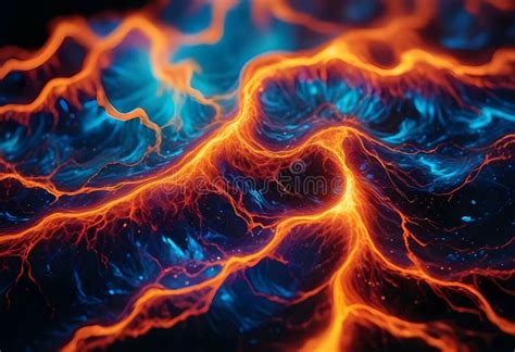 Abstract Image Of Glowing Orange And Blue Lines That Resemble A Network Or A Digital Signal