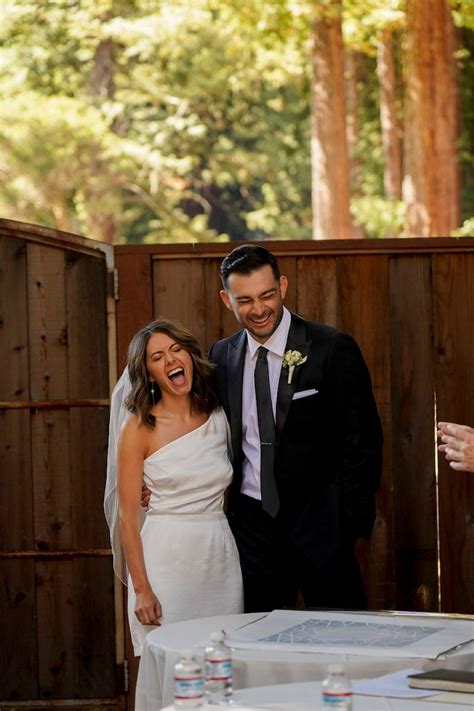 Laughing Bride And Groom Just Married Wedding Los Angeles Groom Poses Funny Bride