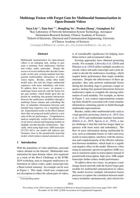 Pdf Multistage Fusion With Forget Gate For Multimodal How2 Sanabria Et Al2018