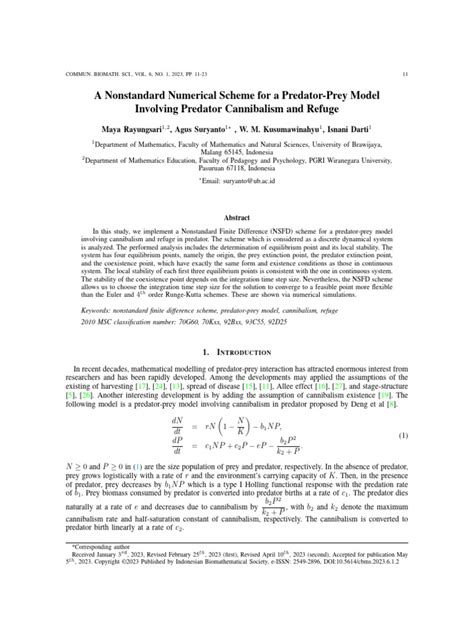 a nonstandard numerical scheme for a predator prey model involving