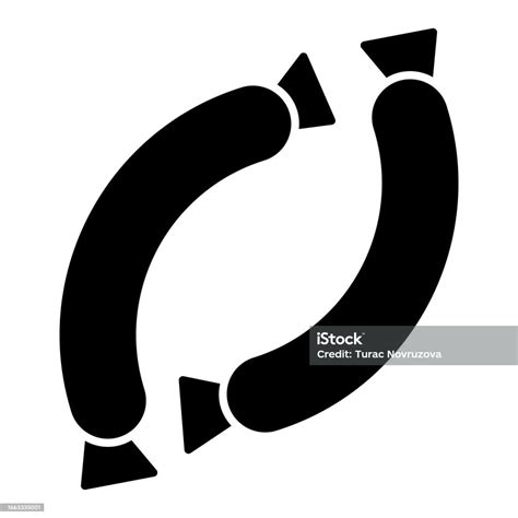 Frankfurter Susage Solid Icon Barbecue Sausage Vector Illustration