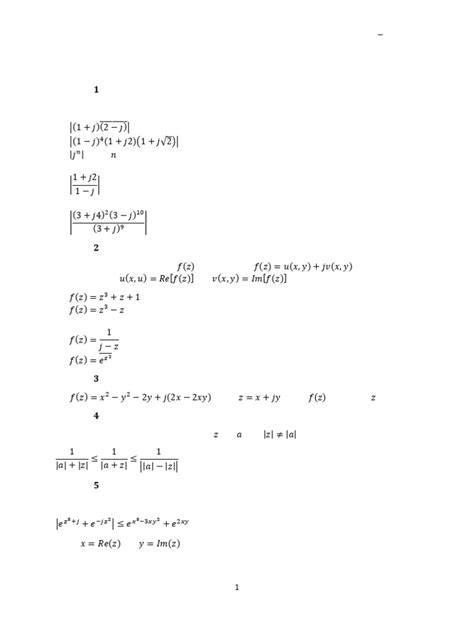 Training Exercises 05 Complex Numbers And Functions Pdf