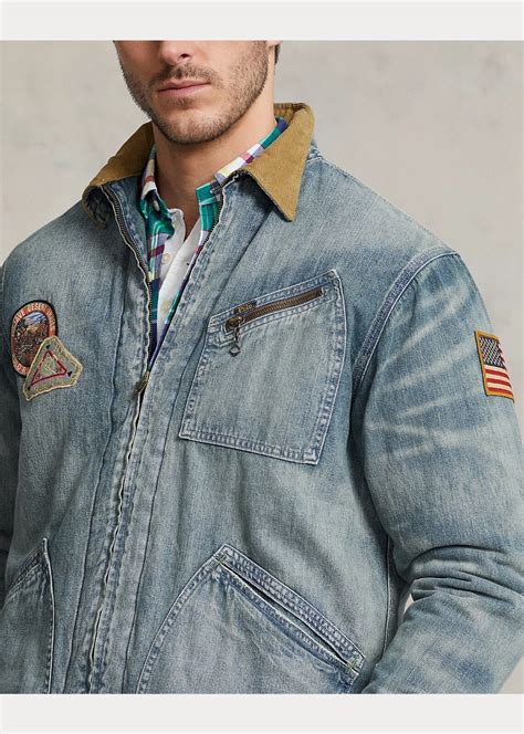 Polo Ralph Lauren Big And Tall Usa Flag Graphic Patch Denim Trucker Jean