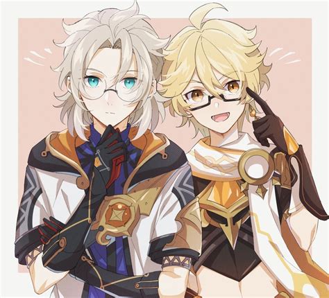 Aether And Albedo Genshin Impact Drawn By Mizuamememe Danbooru