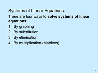 Solving Systems Of Linear Equations PPT