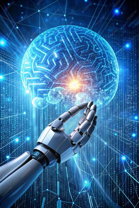 Machine Learning Hand Of Robot Touching On Binary Data Futuristic Artificial Intelligence Ai