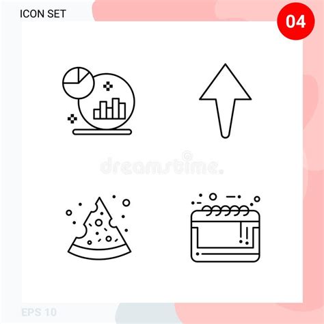 Vector Pack Of 4 Icons In Line Style Creative Outline Pack Isolated On