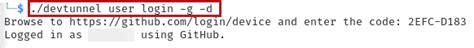 Connecting Dev Tunnels To A Github Account