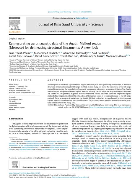 Pdf Reinterpreting Aeromagnetic Data Of The Agadir Melloul Region Morocco For Delineating