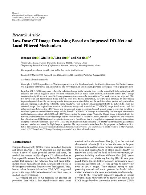 Pdf Low Dose Ct Image Denoising Based On Improved Dd Net And Local
