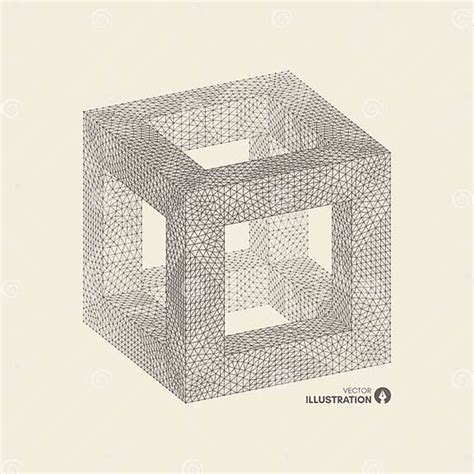 Cube Connection Structure 3d Grid Design Technology Style Stock