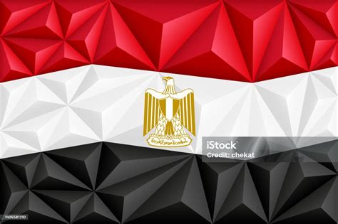 이집트 국기의 다채로운 빨간색 흰색 및 검은 색 줄무늬 형태의 추상적 인 다각형 배경 이집트의 다각형 국기 0명에 대한 스톡 벡터 아트 및 기타 이미지 Istock