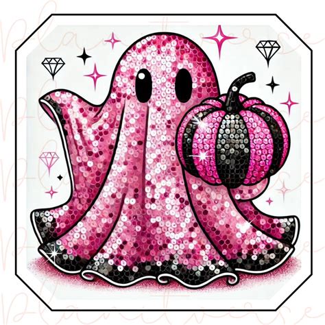 Pink Sequin Cute Ghost Png Halloween Png Ghost Png Halloween