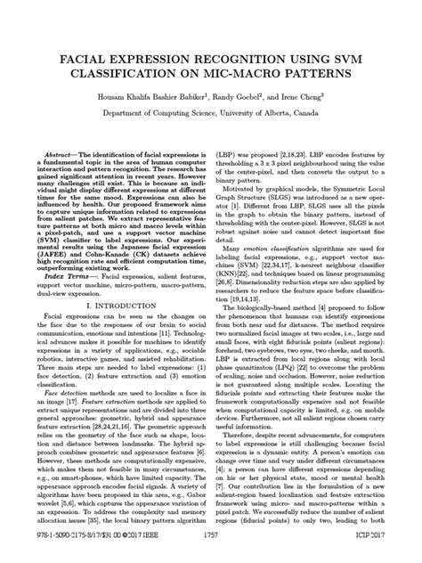 Facial Expression Recognition Using Svm Classification On Mic Macro
