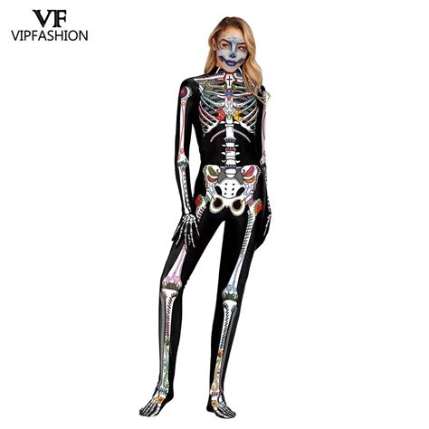 Vip 패션 할로윈 의상 원피스 여성 해골 해골 의상 코스프레 3d 인쇄 할로윈 파티 착용movie And Tv Costumes