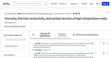 Viscosity Thermal Conductivity And Surface Tension Of High Temperature Melts
