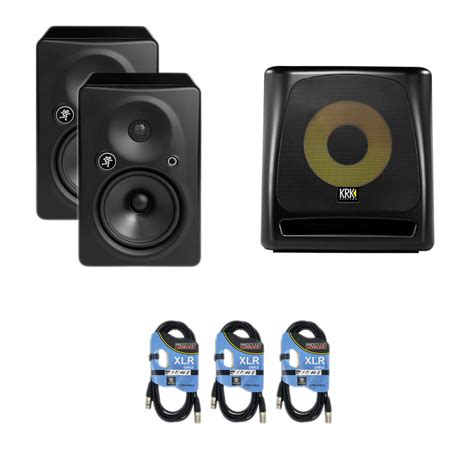 Mackie HR824 MK2 6.7″ Pair – KRK 10SV2 Subwoofer – 3 XLR Cables - All ...