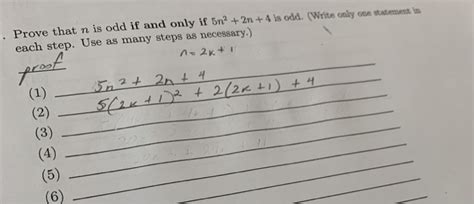 Solved Prove That N Is Odd If And Only If N N Is Odd Chegg