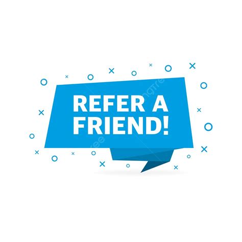 Blue Banner With Refer A Friend Text On A White Background Vector Suggestion Hand Megaphone