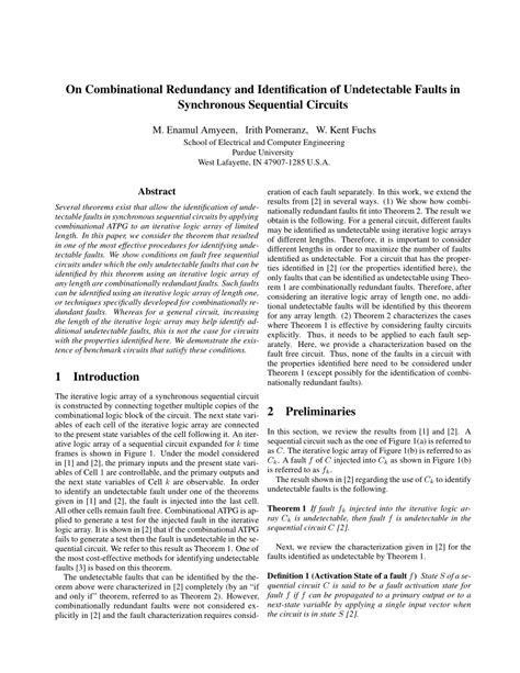 Pdf On Combinational Redundancy And Identification Of Undetectable
