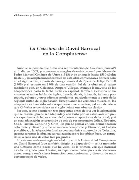La Celestina De David Barrocal En La Complutense