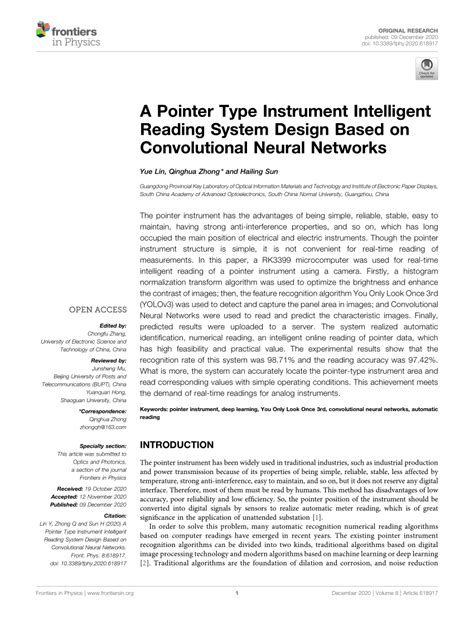 Pdf A Pointer Type Instrument Intelligent Reading System Design Based