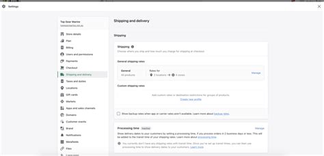 Quoting Shipping Costs In Shopify Settings