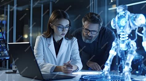 Premium Ai Image Generative Ai Illustration Of Portrait Of Two Creative Young Female And Male