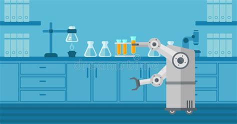Robot Working In A Laboratory With A Test Tube Stock Vector