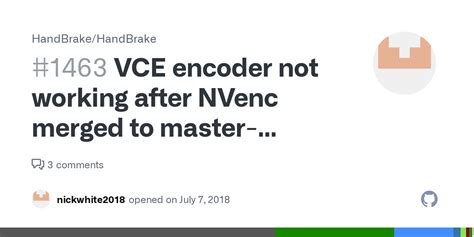 Vce Encoder Not Working After Nvenc Merged To Master Branch · Issue