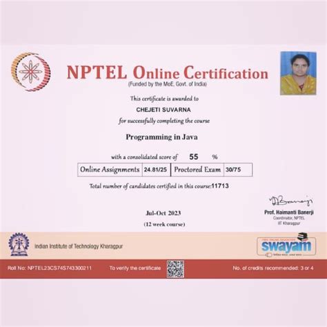 getting certified in the nptel java course signifies mastery in