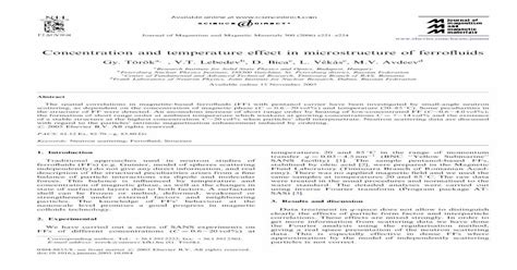 Concentration And Temperature Effect In Microstructure Of Ferrofluids