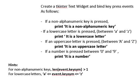 Solved Create A Tkinter Text Widget And Bind Key Press