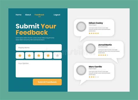 Simple Minimalist Feedback Submission Web Ui Form Template Design Stock