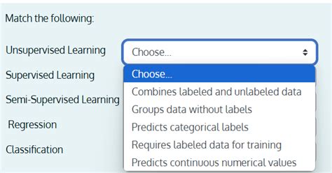Get Answer Match The Following 2 3 Unsupervised Learning Choose